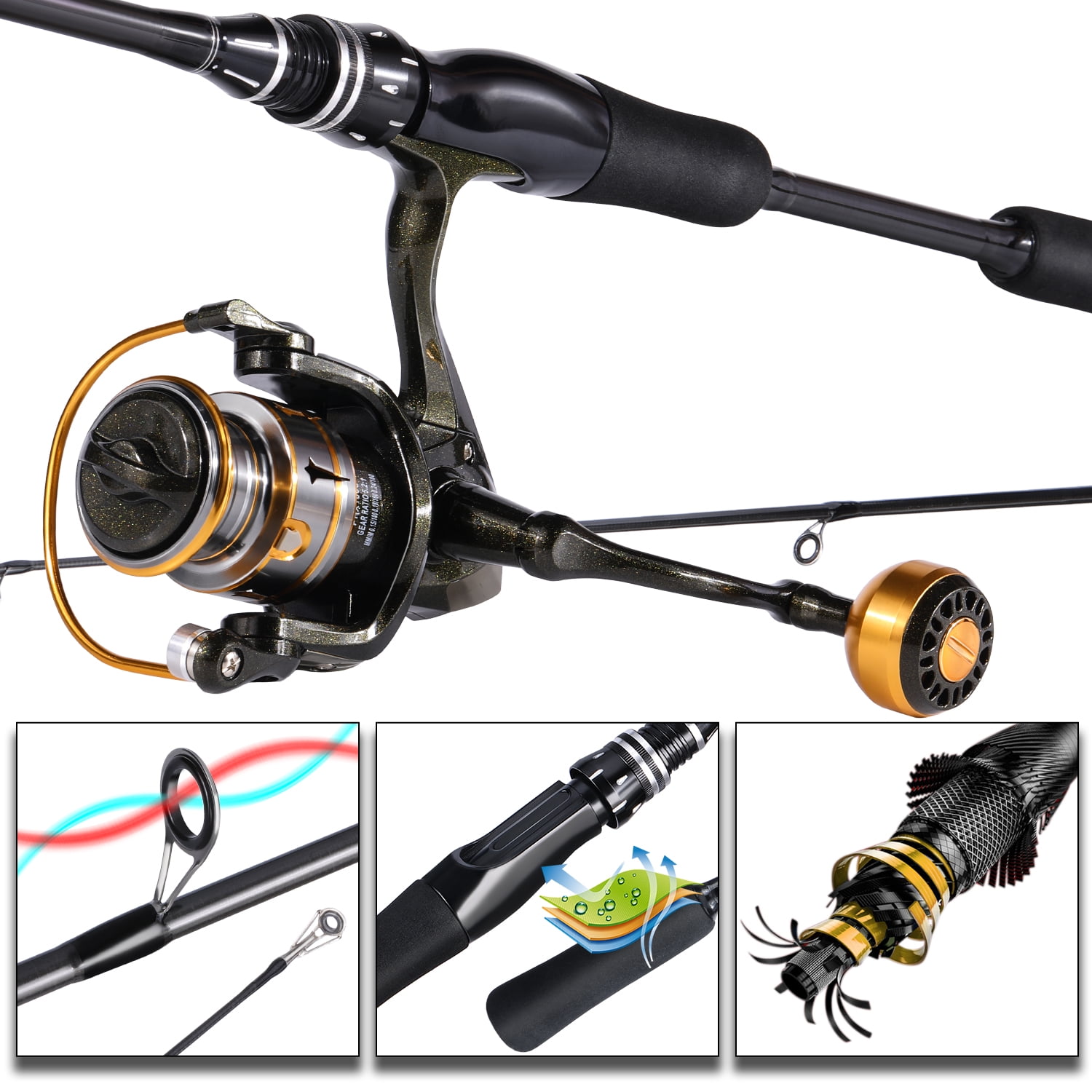 Sougayilang Fishing Rod and Reel Combo 2 Pieces Fast Action Spinning ...