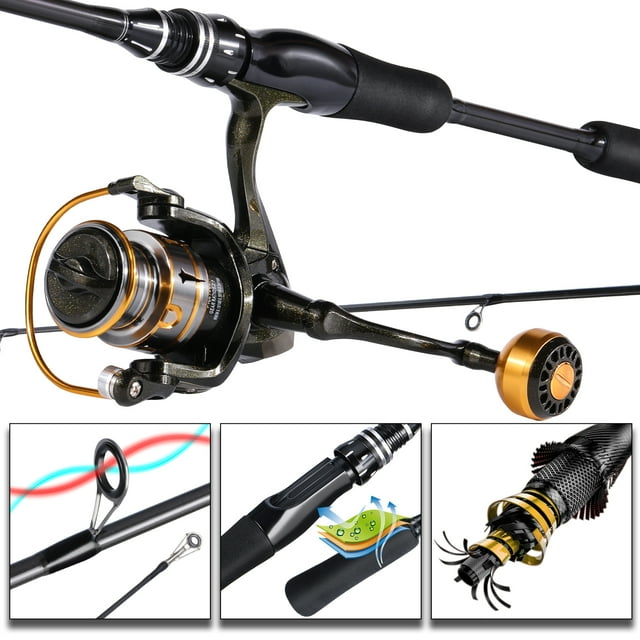 Sougayilang Fishing Rod and Reel Combo 2 Pieces Fast Action Spinning Pole with Spinning Reel Set ...