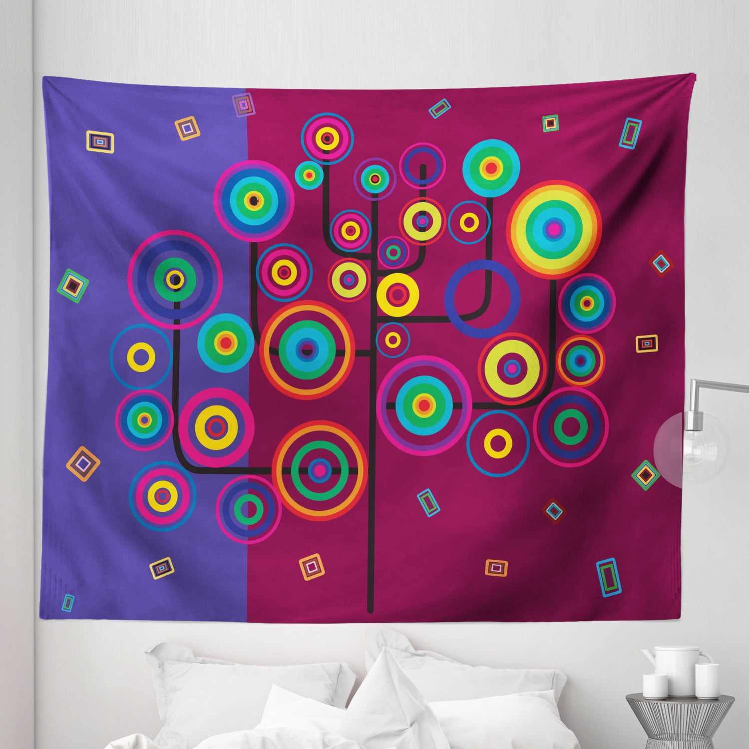 Trippy Tapestry, Funny Geometric Circle and Square Shaped Tree Branches ...