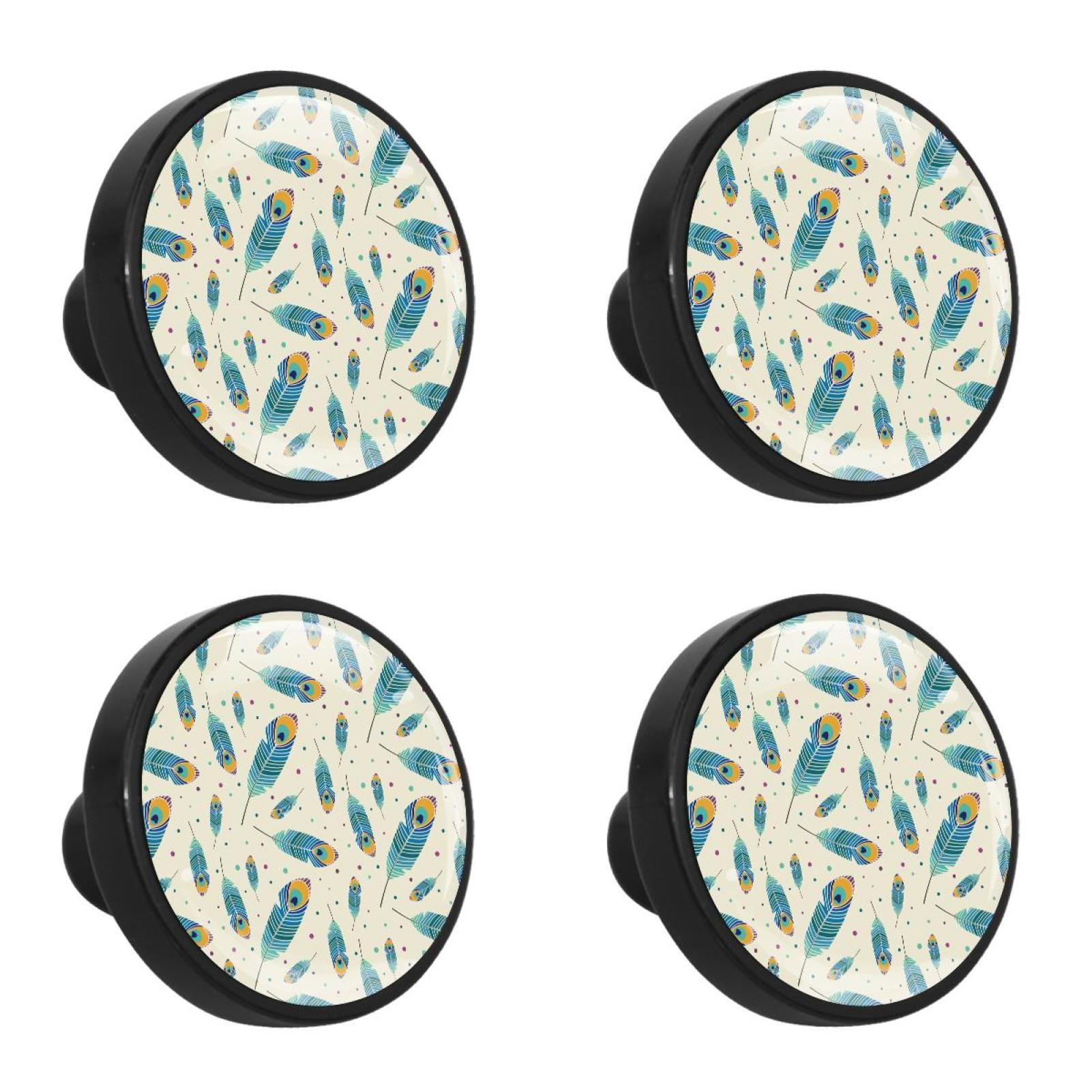 4 Pcs Peacock Feathers Knobs for Kitchen Cabinet Cupboard Dresser ...