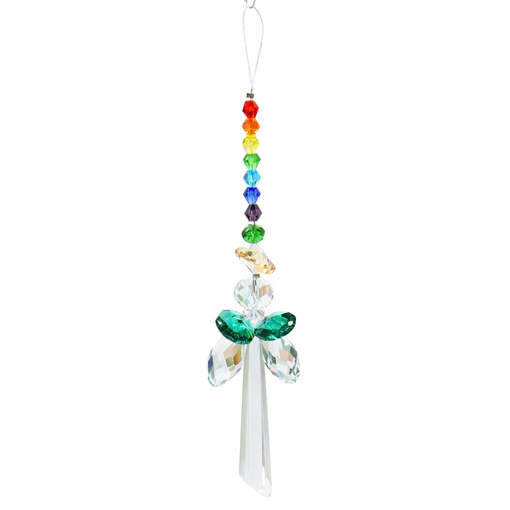 rudenlos Crystal Angel Pendant Colorful Bead Hanging Wind Chime Outdoor ...