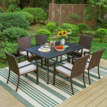 Grand Patio 7-Piece Outdoor Dining Set: 6 Swivel Chairs & 1 Rectangular ...