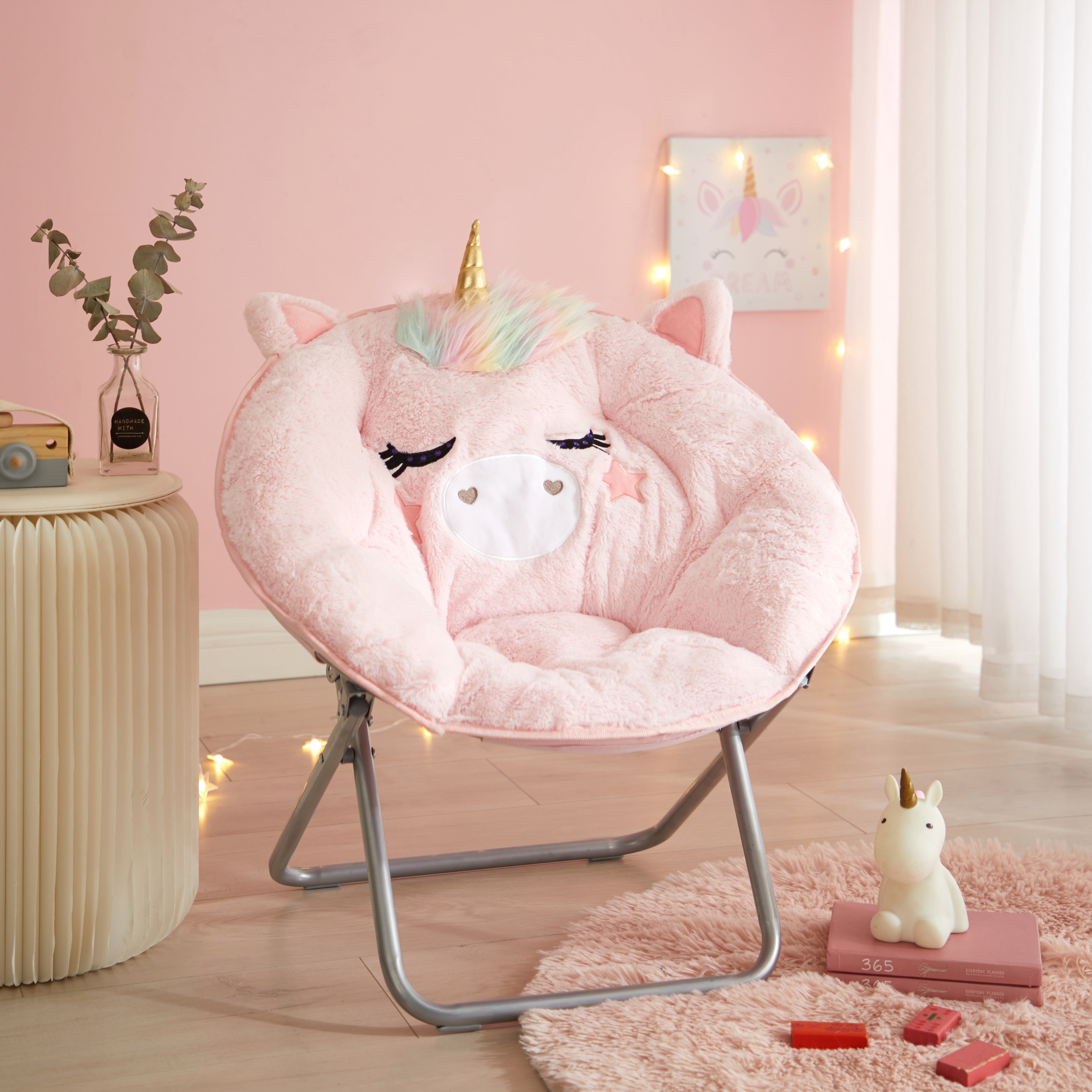 Heritage Club 23" Figural Critter Saucer Chair, Pink Unicorn - Walmart.com