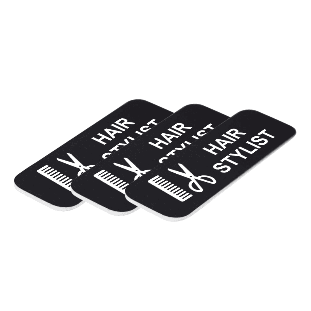 Hair Stylist 1 x 3" Name Tag/Badge, Black, (3 Pack) - Walmart.com