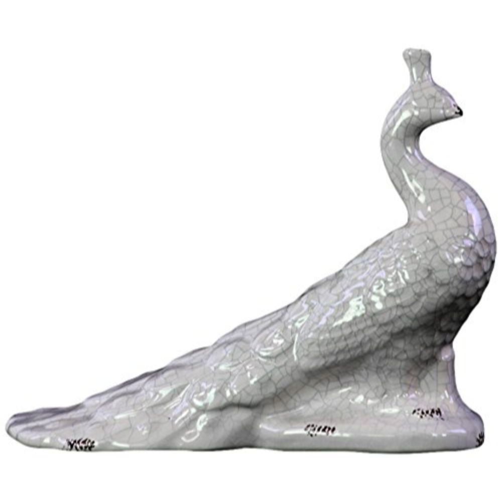 Ceramic Peacock Figurine With Base - White - Walmart.com
