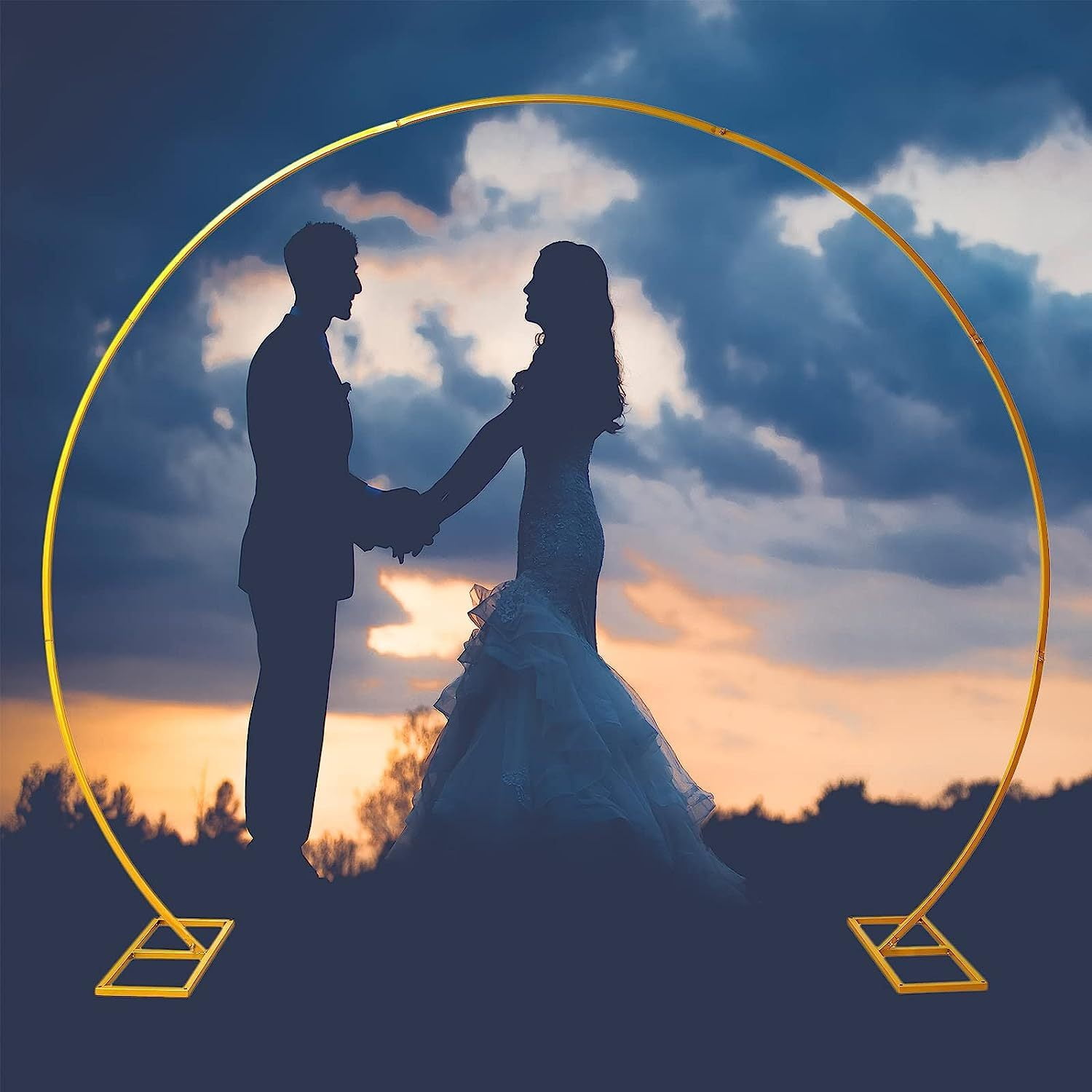 W9.5xH8 FT Golden Round Backdrop Stand for Parties Circle,Circle ...