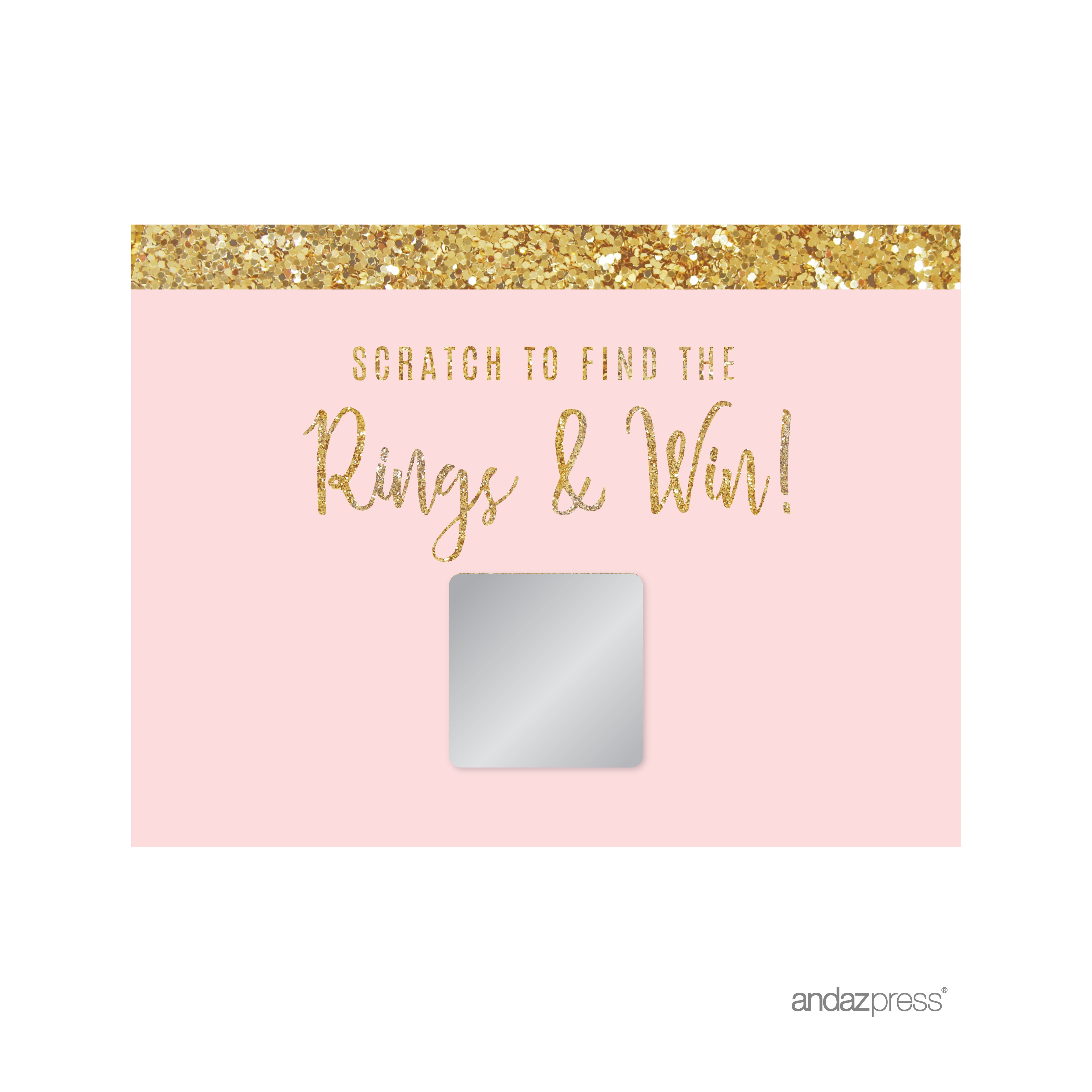 Blush Pink Gold Glitter Print Wedding Bridal Shower Game Scratch Cards ...