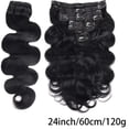 Body Wave Clip In Human Hair Extensions Full Head Brazilian Clip on ...
