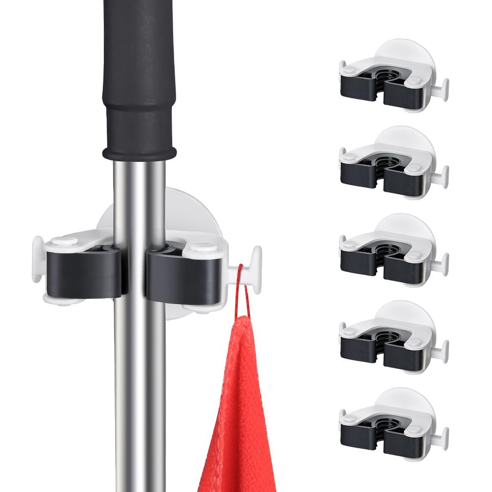 FGY 6 Pieces Broom Holder Mop and Broom Hanger Anti Slip Gripper Wall ...