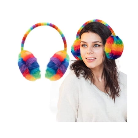 SICED Rainbow Color Earmuff Winter Plush Ear Muff Outdoor Ear Warmer ...