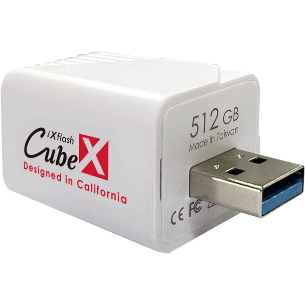 PioData iXflash Cube 512GB Photo Storage Device Apple MFi Certified USB Type A for iPhone & iPad ...