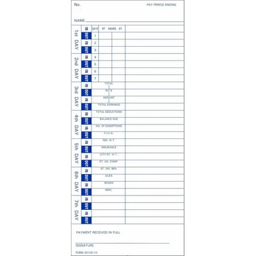 Pyramid Time Systems Time Cards for 2600, Pack of 100 - Walmart.com