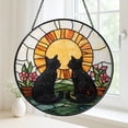 Black Orange Cat Couple Suncatcher, Garden Window Hanging Glass Decor ...