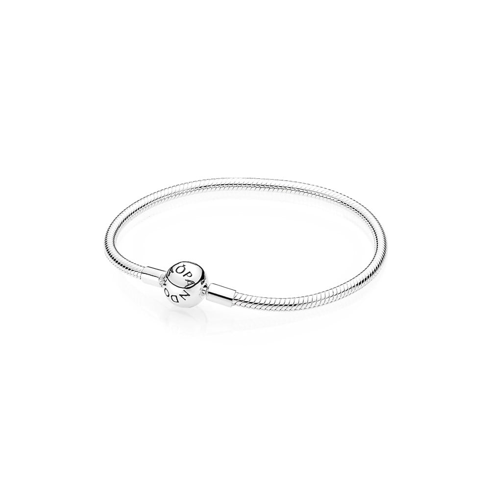 PANDORA - Sterling Silver Smooth Bracelet w/Roubd Clasp Bracelet 23 cm ...