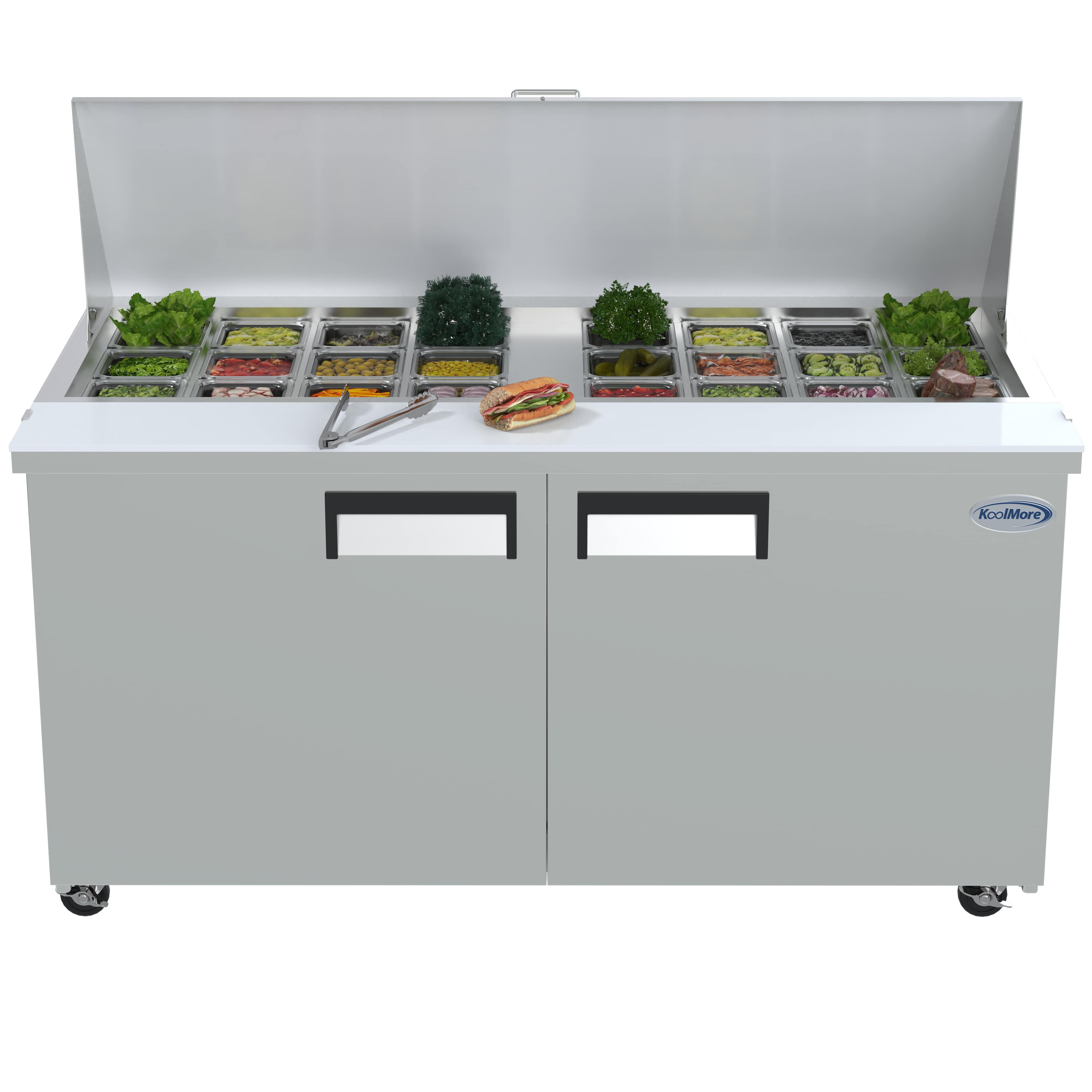 KoolMore 2-Door Mega Top Refrigerated Sandwich Prep Table in Stainless ...