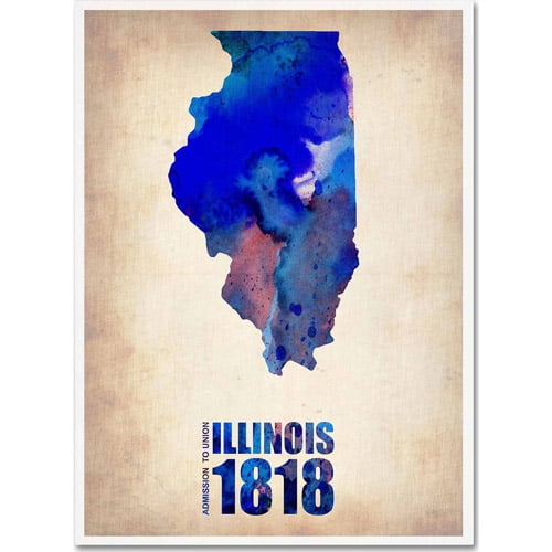 Trademark Fine Art "Illinois Watercolor Map" Canvas Art by Naxart ...