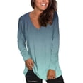 Cilsoka Womens Gradient T Shirts V Neck Long Sleeve Dressy Casual Tops ...