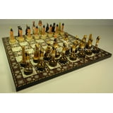 Egyptian Anubis Anubis Buff Gold Chess Set W/ 14" Mosaic Color Board ...