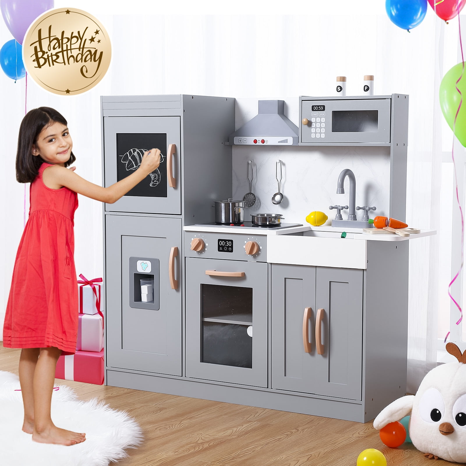 FairyStar Kitchen Play,Kids Wooden Chef Pretend Play Set with 20 PCS ...