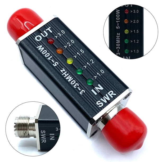 MYG Shortwave Indicator with Female Interface, LED SWR Meter, 3-30MHz ...