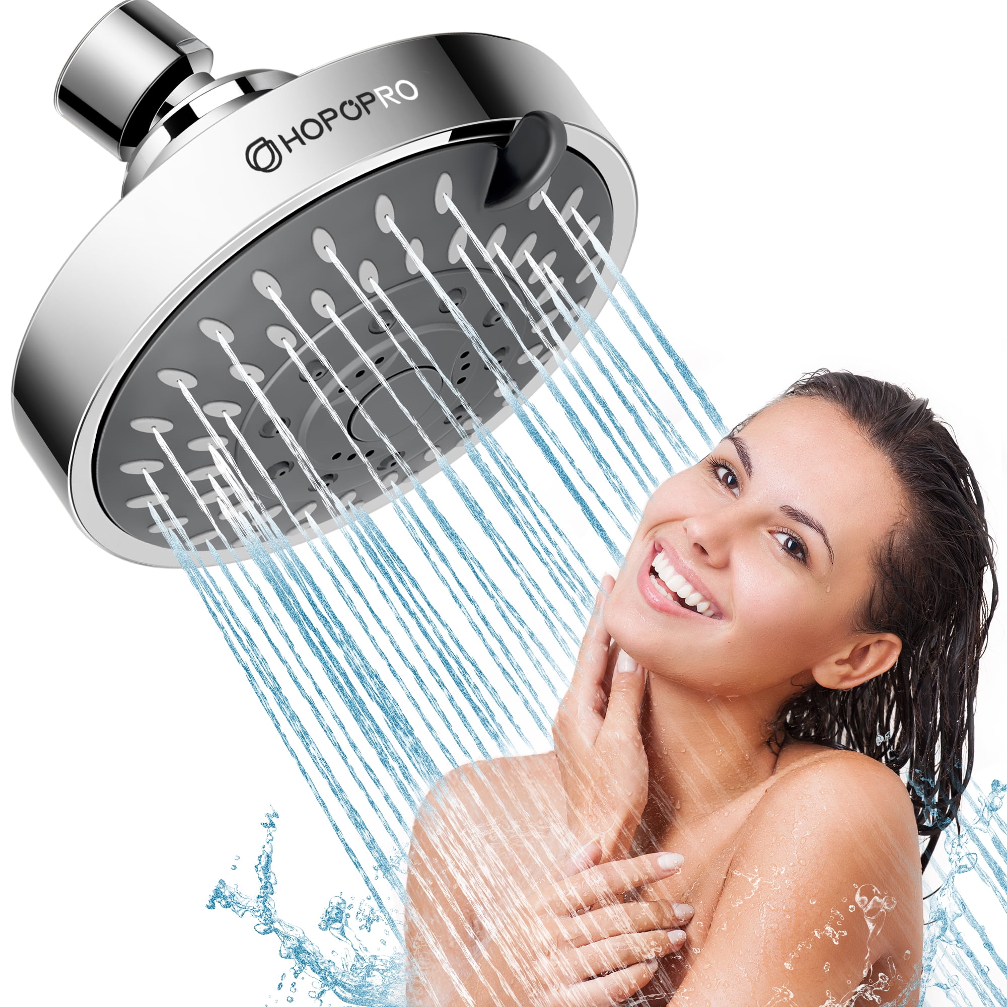 Hopopro Showerhead High Pressure Chrome Shower Head 5 Settings Fixed ...
