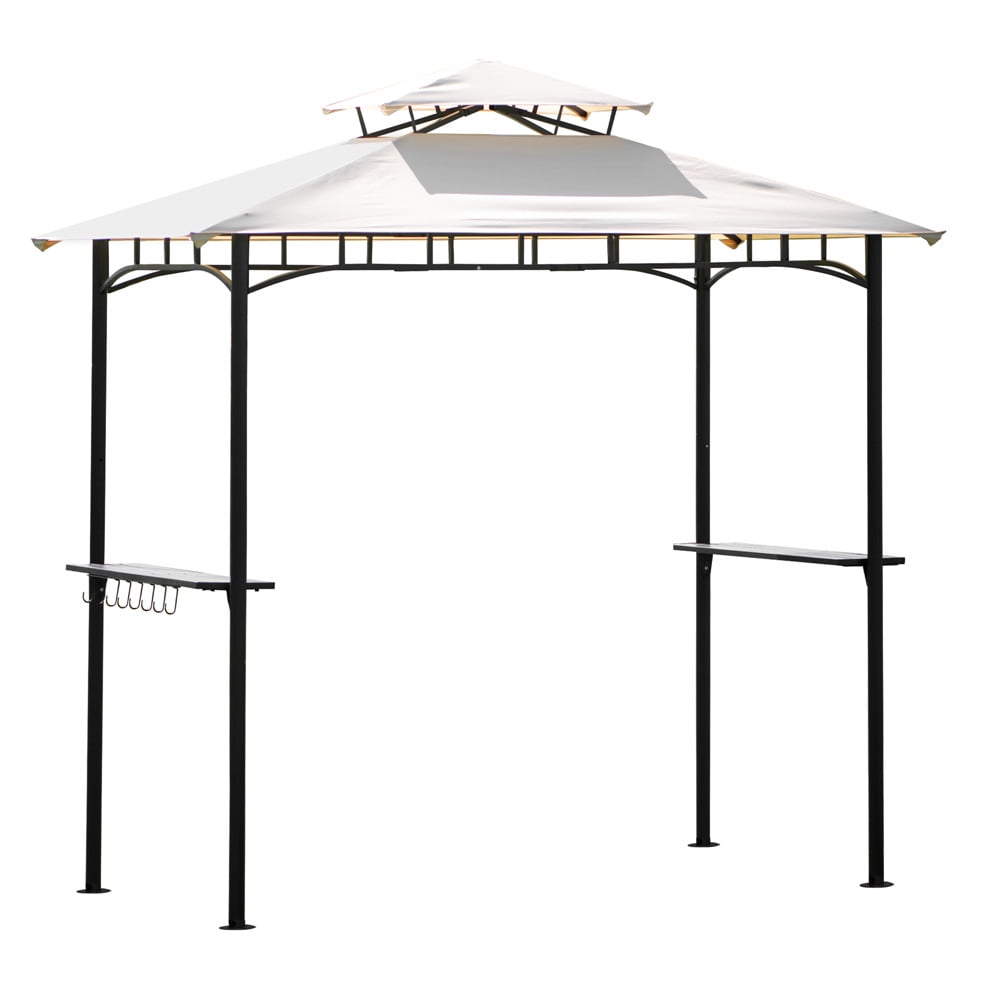 2-Tier BBQ Grill Gazebo Barbecue Canopy BBQ Grill Tent with Shelf, Hook ...