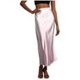 AHTJRT Satin Silk Maxi Skirts for Women Elegant Gradient Color High ...