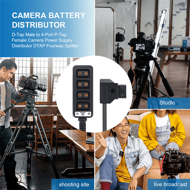 Qtmnekly D-Tap Male to 4-Port P-Tap Female Camera Power Supply ...