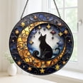 Black Cat Window Suncatcher with Stained Glass Look, Home Window Decor ...