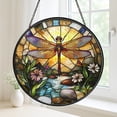 Dragonfly Sunset Stained Glass Style Window Suncatcher – Garden Decor ...