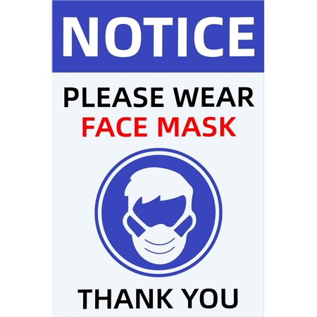 Social Distance Sign Decal Sticker, Please Wear Masks Attention Style ...