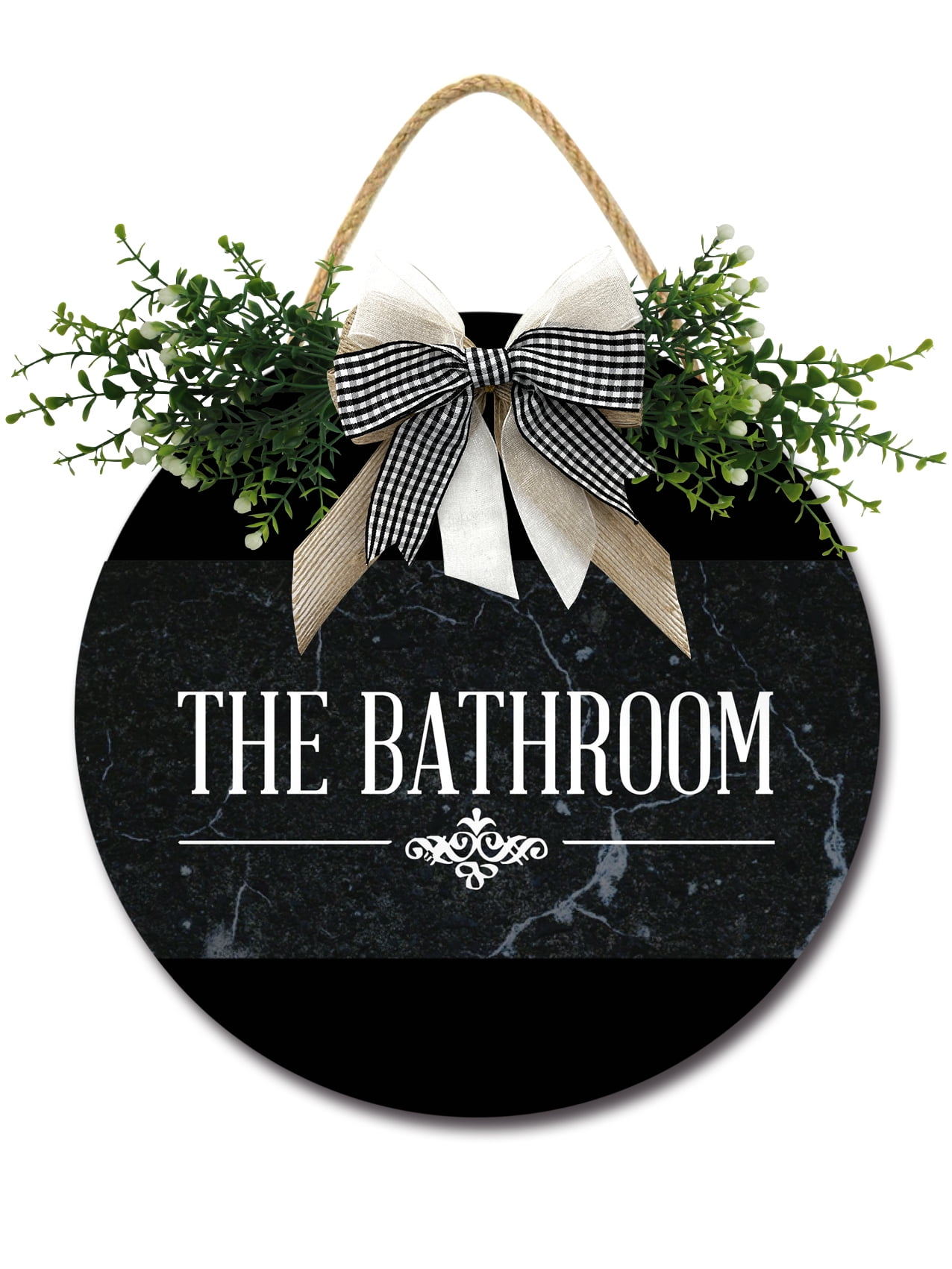 Farmhouse Bathroom Wall Decor - Rustic Framed Round Wooden Sign ...