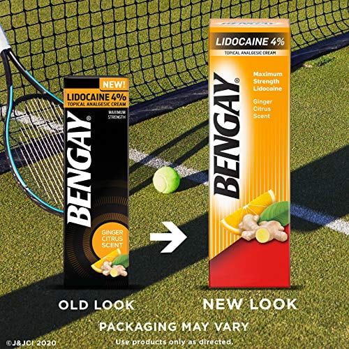 Buy Bengay Pain Relieving Lidocaine Cream, Non-Greasy Topical Analgesic ...