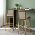 Brown Geometric Bar Stool Cover Set of 2, Black Greek Key Design Burlap ...