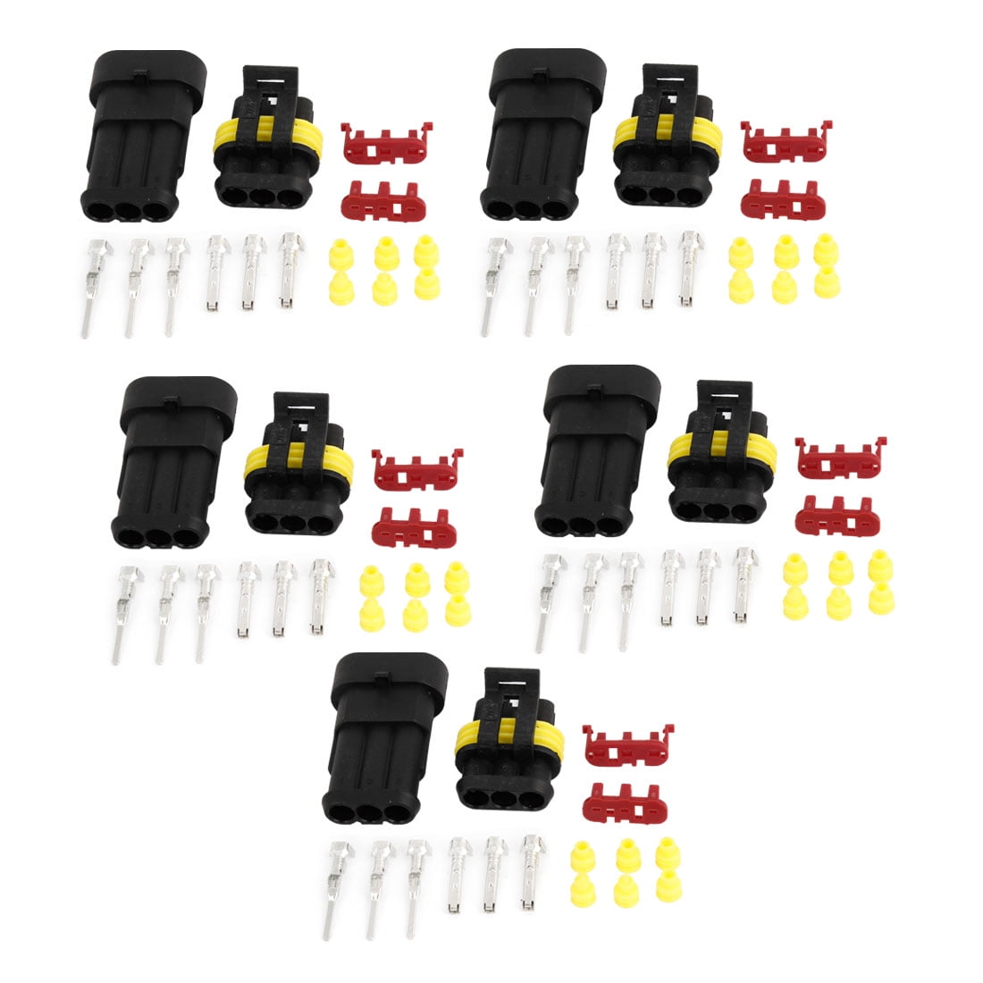 Unique Bargains 5 Set 3 Pin Waterproof Connector 3 Way Connector Car ...