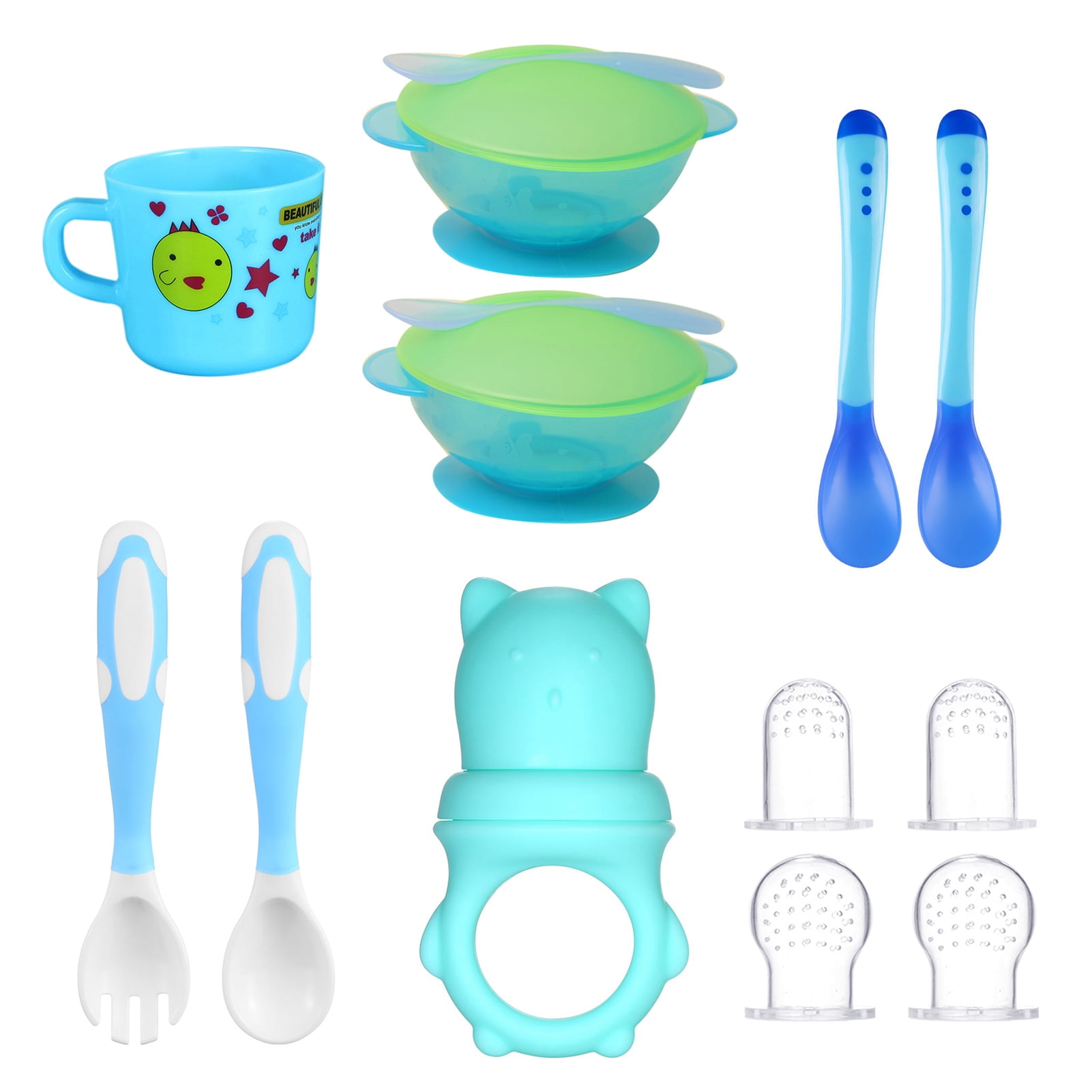 Pack of 11 Baby Feeding Set Temperature Sensing Baby Spoon Bendable ...