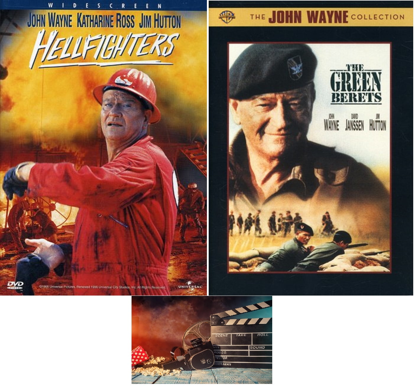 John Wayne DVD Double Feature The Green Berets & The Hellfighters Includes Movie Camera Glossy ...