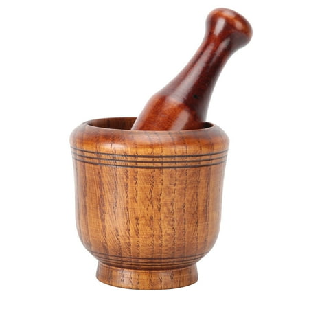 Wooden grinding bowl, wood spice grinder, manual garlic grinder, pepper ...