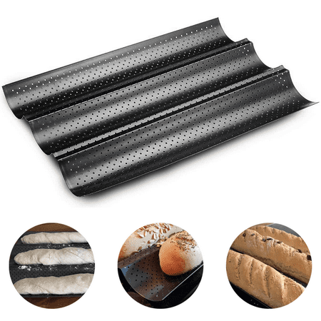 Nonstick Perforated Baguette Pan for French Bread Baking Wave Loaves ...