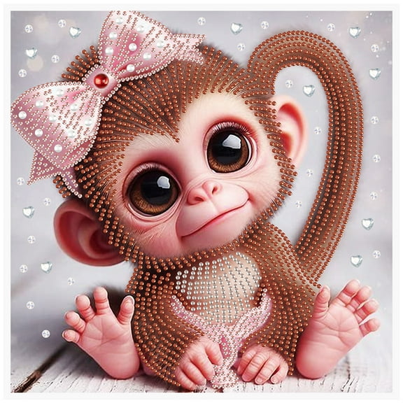 Pink Monkey Diamond Art Painting Kit - Walmart.com