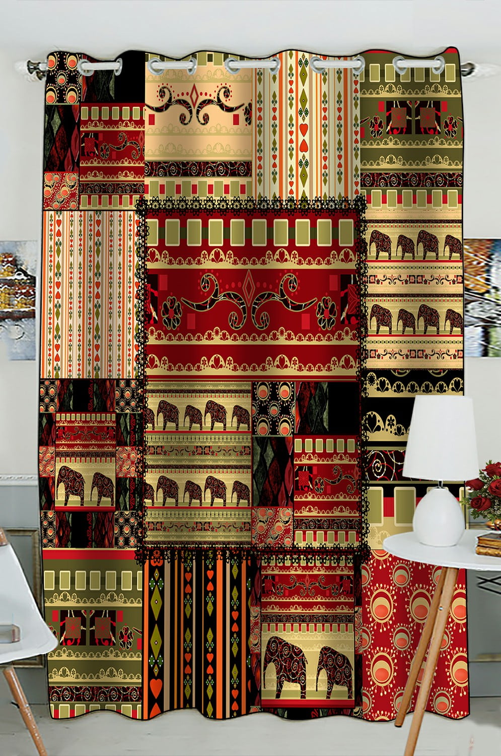 ECZJNT Patchwork African Pattern Blackout Window Curtain Drapery Panels ...