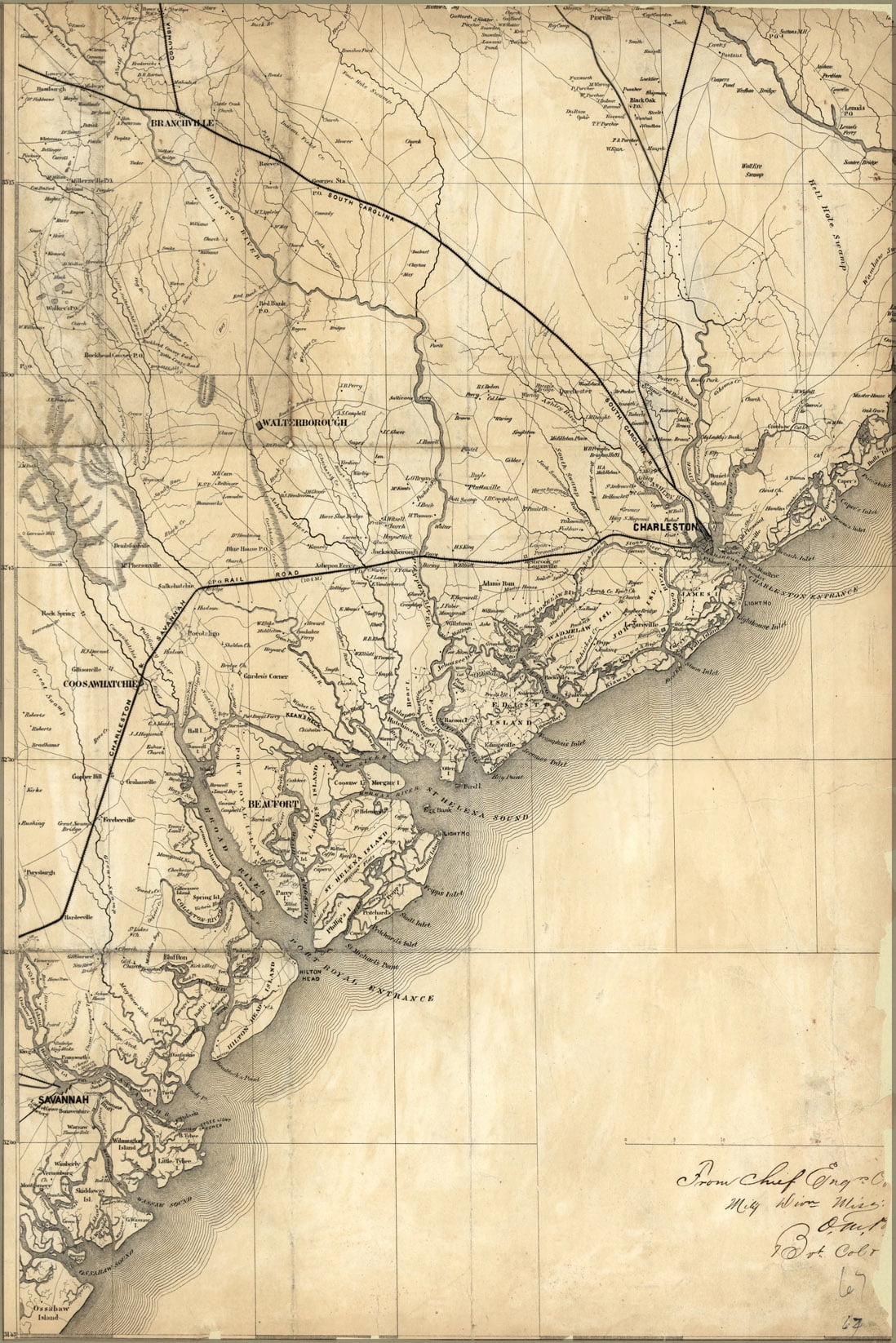 24"x36" Gallery Poster, Map of south Carolina coast 1860 - Walmart.com