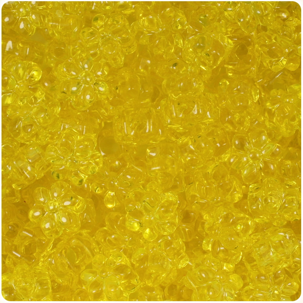 BeadTin Yellow Transparent 13mm Flower Pony Beads (250pcs) - Walmart.com