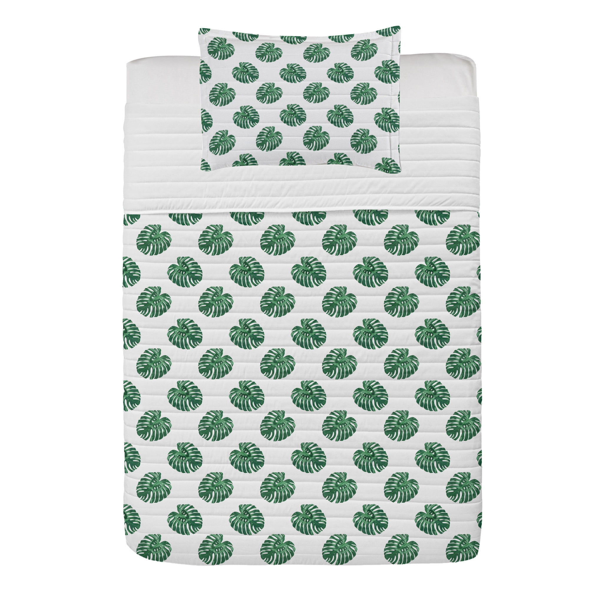 Aloha Microfiber Bedspread Set, Exotic Evergreen Forest Pattern ...