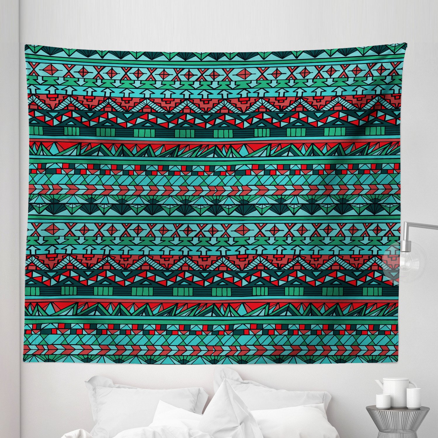 Tribal Tapestry, Hand Drawn Design Geometric Pattern with Sharp Shapes ...