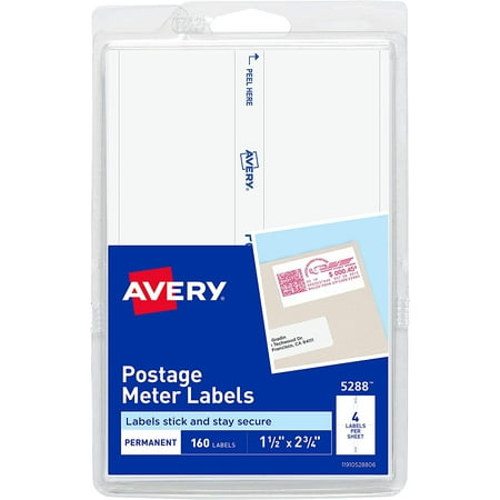 Avery Permanent Adhesive Postage Meter Labels, 1.5 x 2.75 Inches, White ...