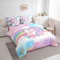 Aikeke Animal Unicorn Queen Bedding 7pcs, Kawaii Flower Rainbow Bedding ...
