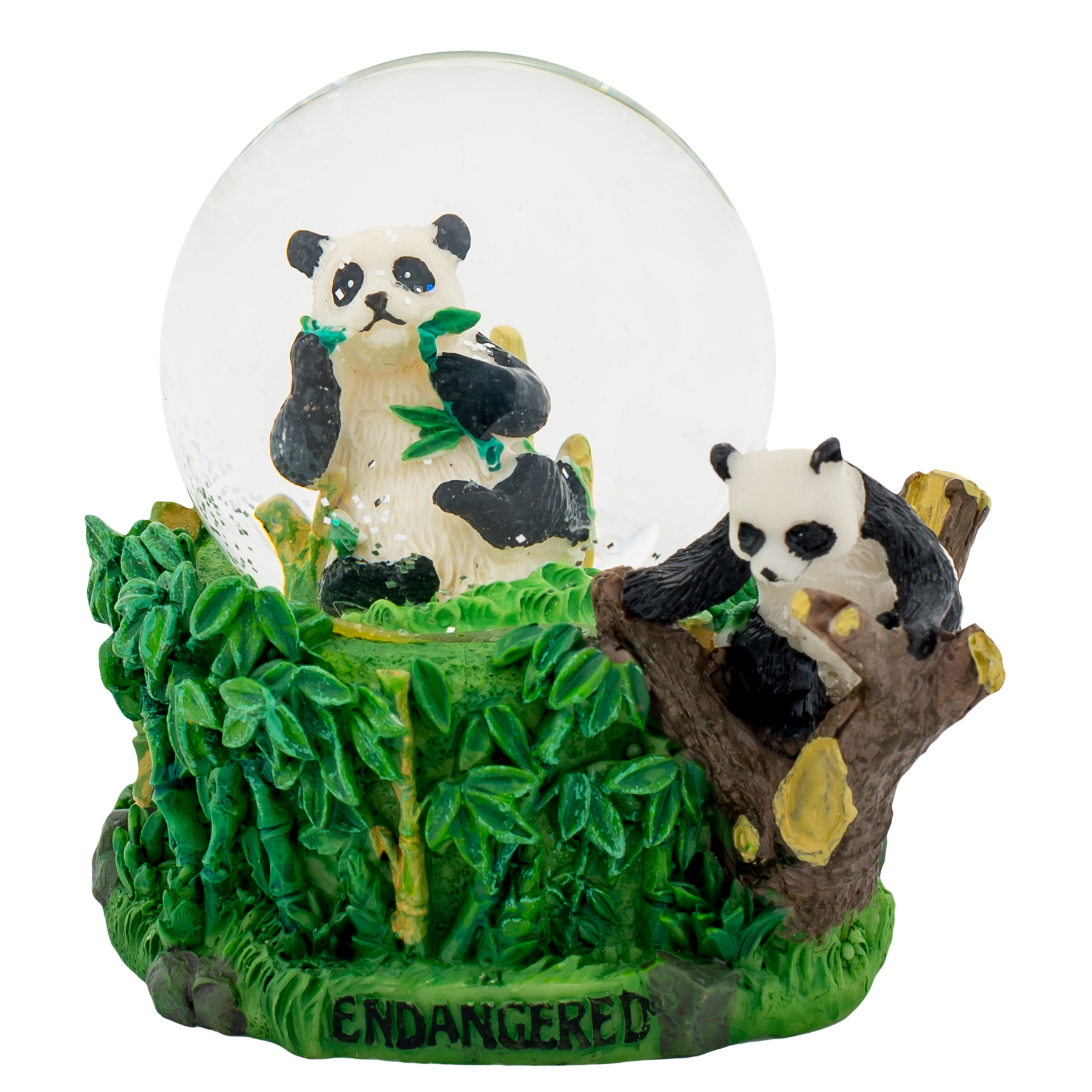 Bamboo Panda 3 x 3 Miniature Resin Stone 45MM Water Globe Table Top ...