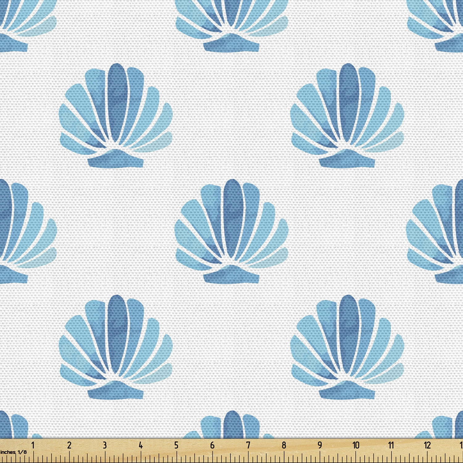 Shells Fabric by the Yard Upholstery, Blended Aquatic Tone Watercolored ...