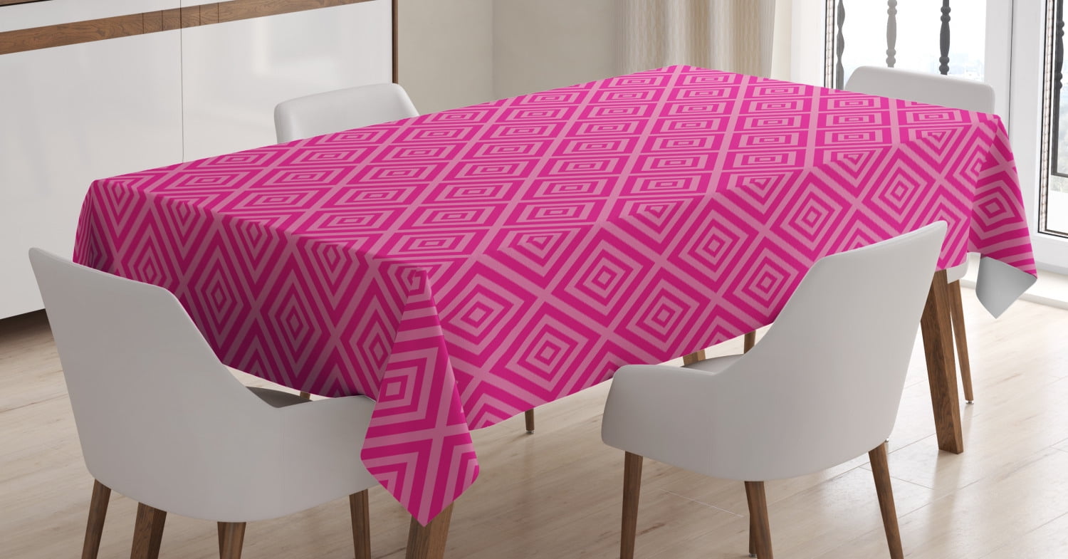 Ambesonne Hot Pink Tablecloth Rectangular Table Cover, Squares ...